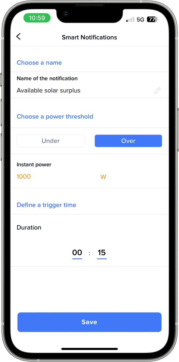 How do I use smart notifications to be notified when I have energy ...