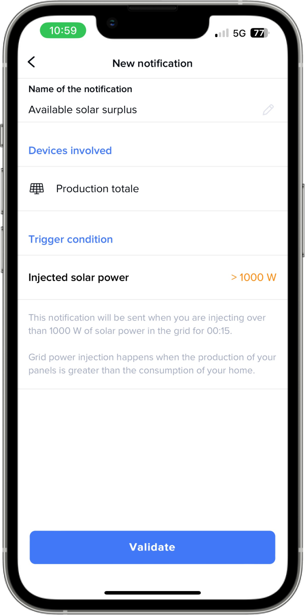 How do I use smart notifications to be notified when I have energy ...