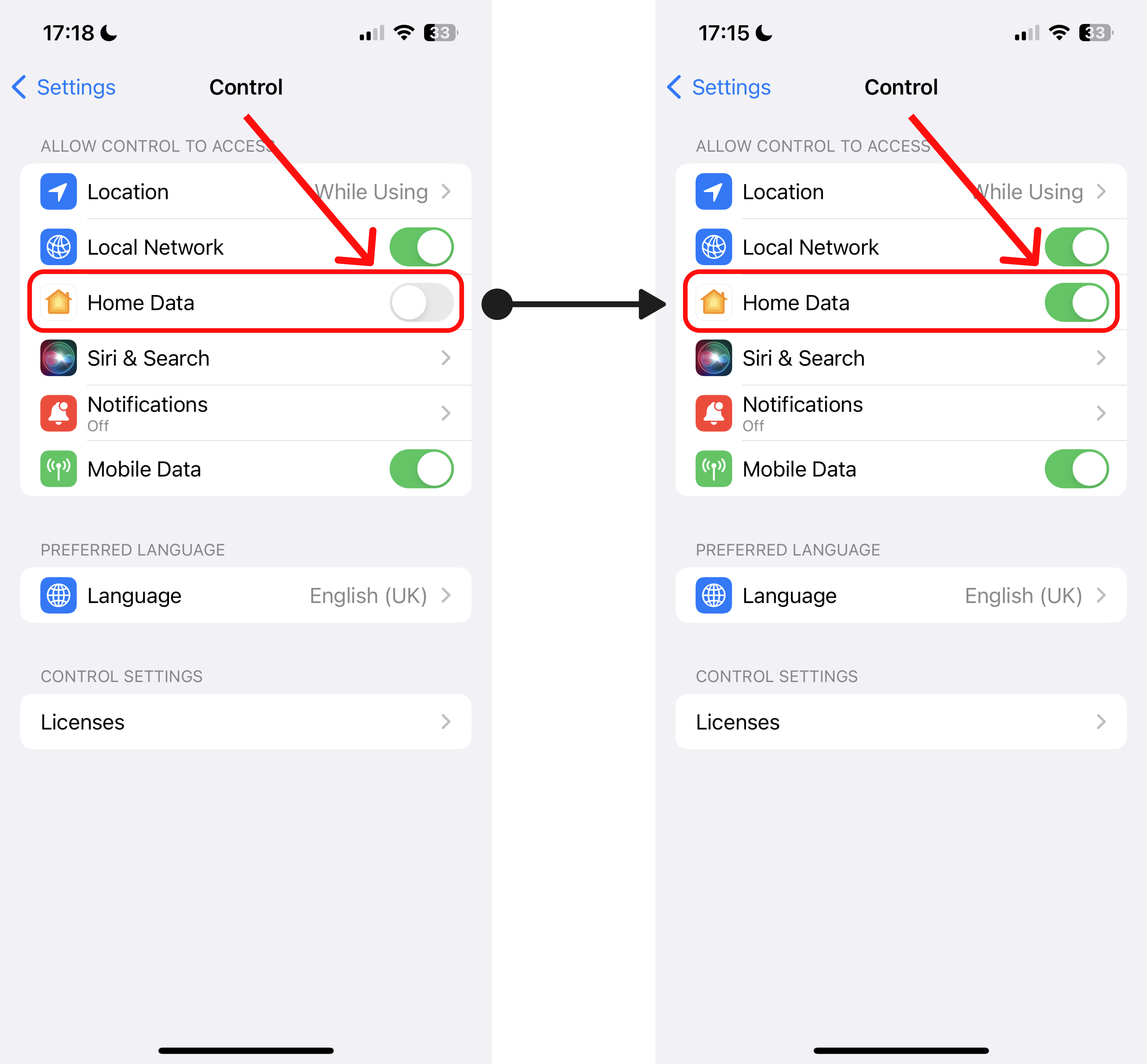 How can I authorize Apple "Home" to access Home + Control data ...